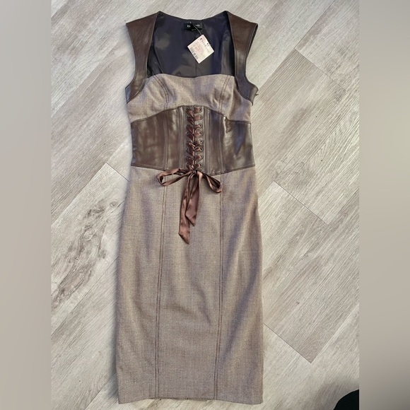 bebe | Dresses | Nwt Bebe Y2k Vintage Tweed Pencil Corset Dress In ...